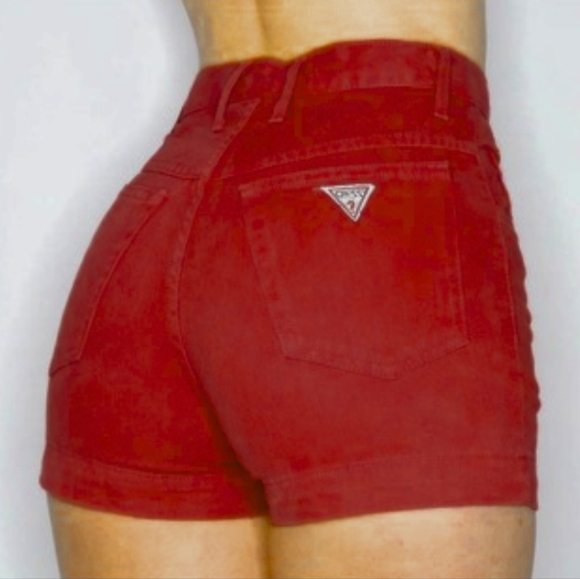 Vintage | Shorts | Vintage Guess Cherry Red High Waist Shorts 32 | Poshmark